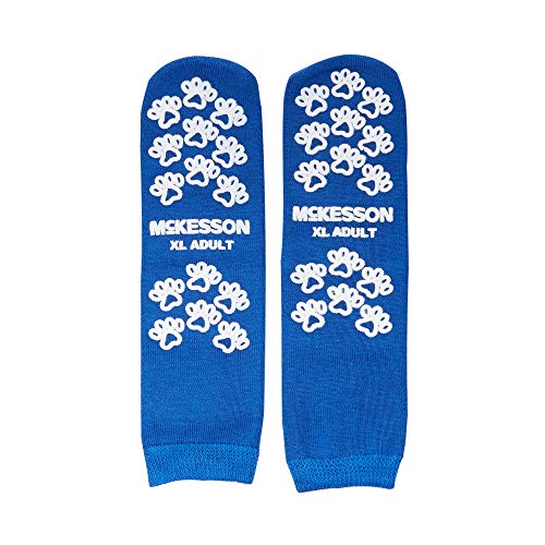 McKesson Terries Slipper Socks, Non-Slip Grip Socks, Royal Blue, Adult Shoe 7 1/2 to 10, 1 Pair