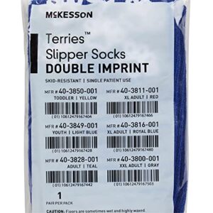 McKesson Terries Slipper Socks, Non-Slip Grip Socks, Royal Blue, Adult Shoe 7 1/2 to 10, 1 Pair