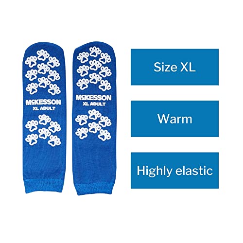 McKesson Terries Slipper Socks, Non-Slip Grip Socks, Royal Blue, Adult Shoe 7 1/2 to 10, 1 Pair