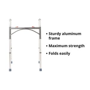 McKesson Folding Walker with Rubber Tips - Adjustable Height, Lightweight Mobility Aid, 350 lb Weight Limit, 1 Count