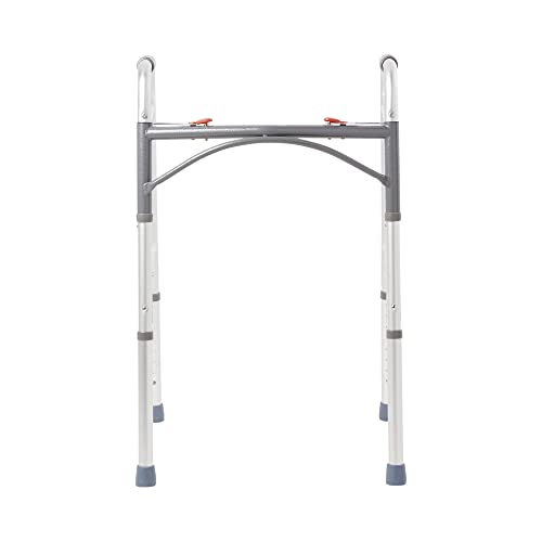 McKesson Folding Walker with Rubber Tips - Adjustable Height, Lightweight Mobility Aid, 350 lb Weight Limit, 1 Count