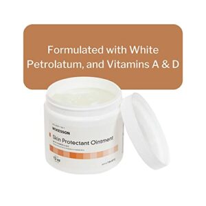 McKesson Skin Protectant Ointment with Vitamin A and D, White Petrolatum, Unscented, 13 oz, 12 Count