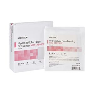 mckesson hydrocellular foam dressings, sterile, non-adhesive, pad 4 in x 4 in, 10 count, 10 packs, 100 total