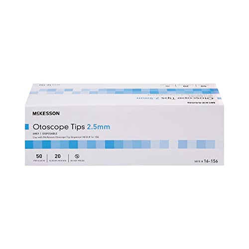 McKesson Otoscope Tips, Ear Speculum, Disposable, 2.5 mm, Gray, 1000 Count, 1 Pack