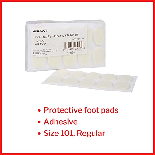 McKesson Corn Pads - Felt, Adhesive, White - Size 101-Regular, 1/8 in, 100 Count