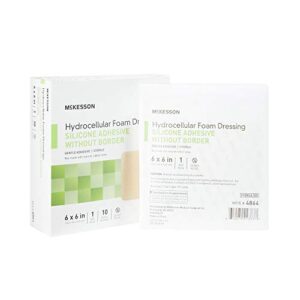 mckesson hydrocellular foam dressings, sterile, silicone adhesive without border, 6 in x 6 in, 10 count, 1 pack