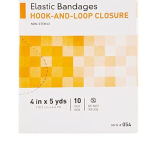 McKesson Elastic Bandage, Non-Sterile, Hook and Loop Closure, 4 in x 5 yds, 10 Count, 1 Pack