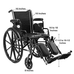 McKesson Wheelchair, Swing Away Foot Leg Rest, Elevating Leg Rest, Desk Length Arms Flip Back, 16 in Seat, 300 lbs Weight Capacity, 1 Count