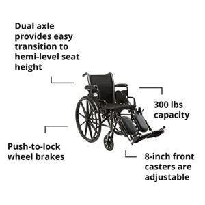 McKesson Wheelchair, Swing Away Foot Leg Rest, Elevating Leg Rest, Desk Length Arms Flip Back, 16 in Seat, 300 lbs Weight Capacity, 1 Count