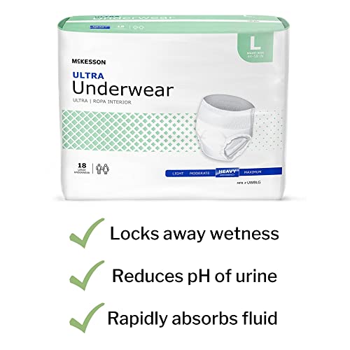 McKesson Ultra Underwear, Incontinence, Heavy Absorbency, Large, 18 Count