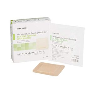 mckesson – silicone foam dressing mckesson 4 x 4 inch square adhesive with border sterile – 10/box – mck