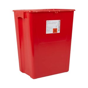 McKesson Prevent Premium Biohazard Sharps Container - Vertical Entry, Rotating Lid - Red and White, 18 gal, 13 in x 17 3/10 in x 24 3/5 in, 1 Count