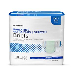 mckesson bariatric ultra plus stretch briefs, incontinence, adult unisex, heavy absorbency, 2xl / 3xl, 20 count, 1 pack