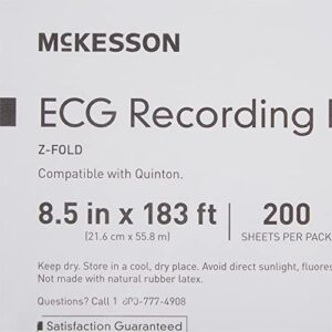 McKesson ECG Recording Paper, Red Grid Thermal Paper, 8 1/2 in x 183 ft, 200 Count, 1 Pack