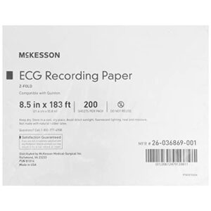 McKesson ECG Recording Paper, Red Grid Thermal Paper, 8 1/2 in x 183 ft, 200 Count, 1 Pack