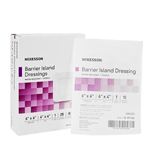 mckesson barrier island dressing, sterile, water-resistant, 6 in x 6 in, 25 count, 1 pack