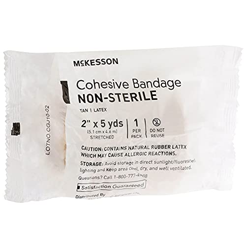 McKesson Cohesive Bandages, Non-Sterile, Contains Latex, 2 in x 5 yds, 1 Count, 36 Packs, 36 Total