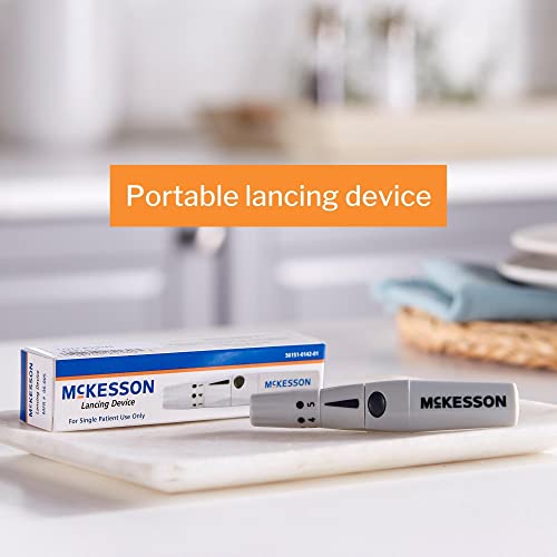 McKesson Lancing Device, Adjustable Depth Lancet, Push Button Activation, Multiple Depth Settings, 1 Count, 1 Pack