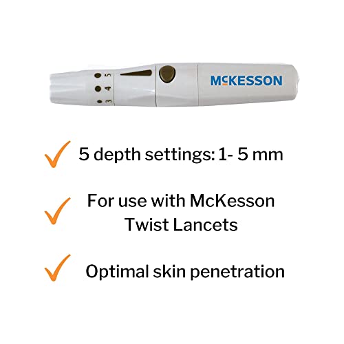 McKesson Lancing Device, Adjustable Depth Lancet, Push Button Activation, Multiple Depth Settings, 1 Count, 1 Pack