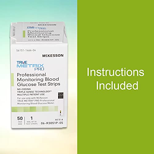 McKesson True Metrix Pro, Blood Glucose Test Strips, Multiple Patient Use, 50 Strips, 24 Packs, 1200 Total