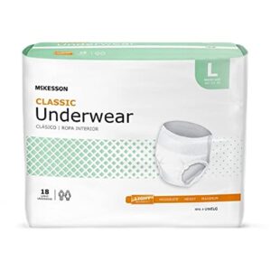 mckesson 44583100 classic adult light absorbent underwear, white – large – pack of 72