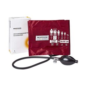 mckesson lumeon replacement blood pressure cuff with bulb and valve, nylon cuff, 2-tube bladder, burgundy, adult large, gauge not included, 15 count