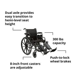 McKesson Wheelchair, Swing Away Foot Leg Rest, Elevating Leg Rest, Desk Length Arms Flip Back, 18 in Seat, 300 lbs Weight Capacity, 1 Count