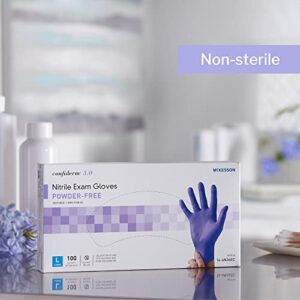 McKesson Confiderm 3.0 Nitrile Exam Gloves - Powder-Free, Latex-Free, Ambidextrous, Textured Fingertips, Non-Sterile - Dark Blue, Size Large, 100 Count, 1 Box