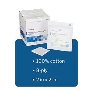 McKesson 8-Ply Sterile Gauze Sponges, 2" x 2", 2 Counts per Pack, 50 Packs (Total 100 Sterile Gauze Sponges)