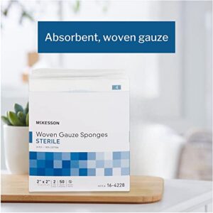 McKesson 8-Ply Sterile Gauze Sponges, 2" x 2", 2 Counts per Pack, 50 Packs (Total 100 Sterile Gauze Sponges)