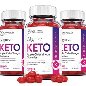 Justified Laboratories (3 Pack) Algarve Keto ACV Gummies 1000MG with Pomegranate Juice Beet Root B12 180 Gummys