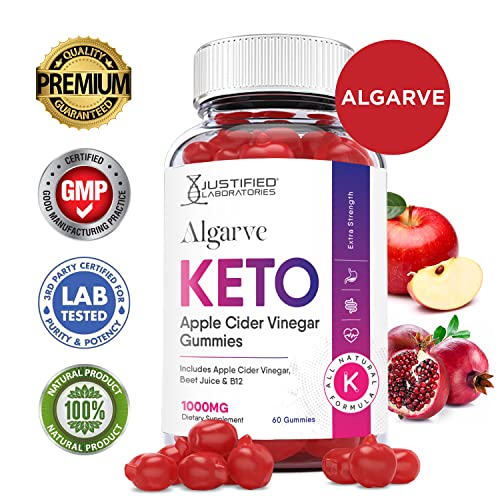 Justified Laboratories (3 Pack) Algarve Keto ACV Gummies 1000MG with Pomegranate Juice Beet Root B12 180 Gummys