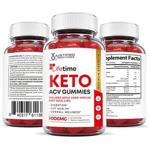 Justified Laboratories (2 Pack) Lifetime Keto ACV Boost Gummies 1000MG with Pomegranate Juice Beet Root B12 120 Gummys