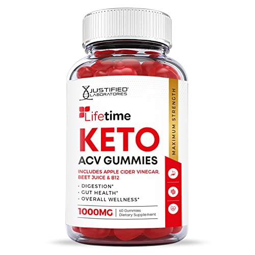 Justified Laboratories (2 Pack) Lifetime Keto ACV Boost Gummies 1000MG with Pomegranate Juice Beet Root B12 120 Gummys