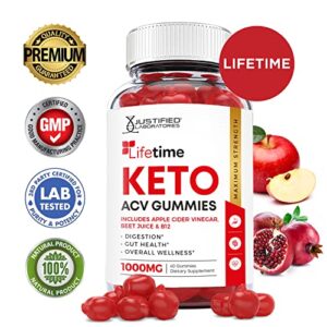 Justified Laboratories (2 Pack) Lifetime Keto ACV Boost Gummies 1000MG with Pomegranate Juice Beet Root B12 120 Gummys