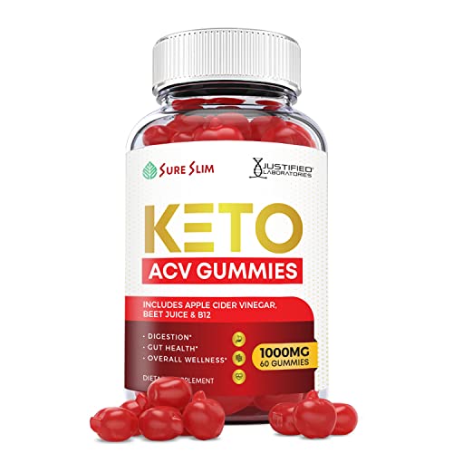 Justified Laboratories Sure Slim Keto ACV Gummies 1000MG with Pomegranate Juice Beet Root B12 60 Gummys