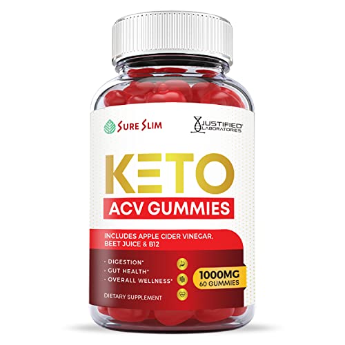 Justified Laboratories Sure Slim Keto ACV Gummies 1000MG with Pomegranate Juice Beet Root B12 60 Gummys