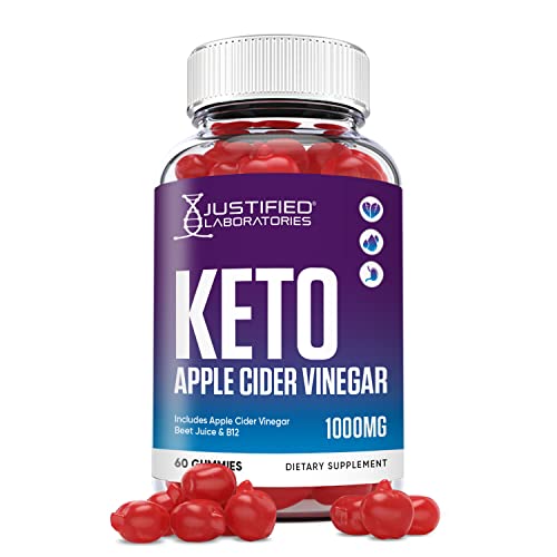 Justified Laboratories Keto Apple Cider Vinegar Gummies 1000MG ACV Made from The Mother with Pomegranate Juice Beet Root B12 60 Gummys