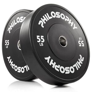 philosophy gym set of 2 olympic 2-inch rubber bumper plates (55 lb each) black