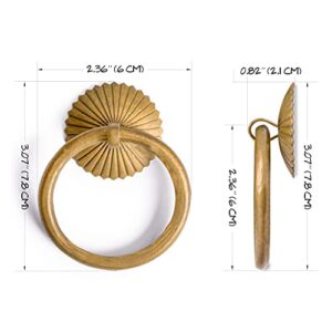 Hardware Philosophy Ring Brass Pulls Hardware 2.4 Inches - Set of 2 - Architectural, Interior Design, Furniture Cabinet Customization Hardware