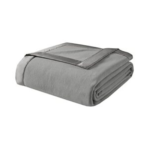 sleep philosophy true north micro fleece luxury premium soft cozy mircofleece blanket for bed, couch or sofa, twin, grey