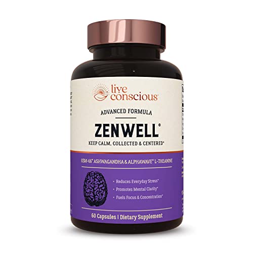 KSM-66 Ashwagandha + AlphaWave - ZenWell by LiveWell | Cognitive, Brain Health (60 Capsules)