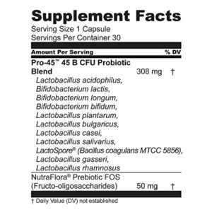 Live Conscious PRO45 Probiotics for Women & Men: Comprehensive Formula, 45 Billion CFU, 11 Strains, Dairy Free - w/ Prebiotics and Probiotics - Promotes Immune & Gut Health - 30 Veggie Caps