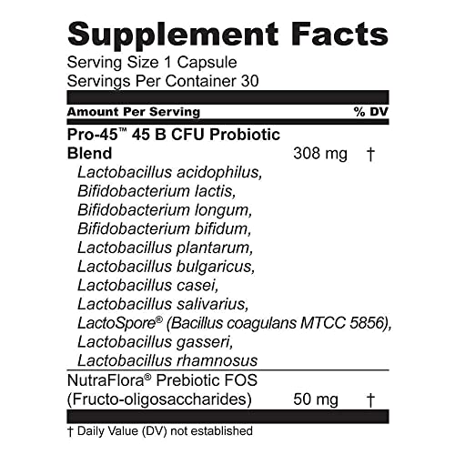 Live Conscious PRO45 Probiotics for Women & Men: Comprehensive Formula, 45 Billion CFU, 11 Strains, Dairy Free - w/ Prebiotics and Probiotics - Promotes Immune & Gut Health - 30 Veggie Caps