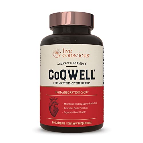 Live Conscious CoQWell - CoQ10 Heart, Brain, and Vascular Health Support | High-Absorption, Patented Coenzyme Q10 CoQsol | 60 Softgels - 60 Day Supply