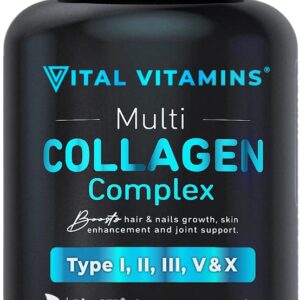 Vital Vitamins Multi Collagen Complex - Type I, II, III, V, X, Grass Fed, Non-GMO, 150 Capsules