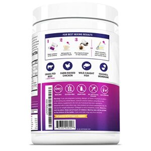 Multi Collagen Peptides Powder for Women and Men - Instant Dissolving Grass Fed Hydrolyzed Collagen Powder Drink Mix for Beautiful Hair Skin and Nails with Hyaluronic Acid and Vitamin C - Unflavored