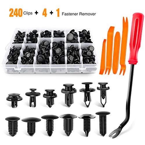 GOOACC 240PCS Bumper Retainer Clips Car Plastic Rivets Fasteners Push Retainer Kit Most Popular Sizes Auto Push Pin Rivets Set -Door Trim Panel Fender Clips for GM Ford Toyota Honda Chrysler