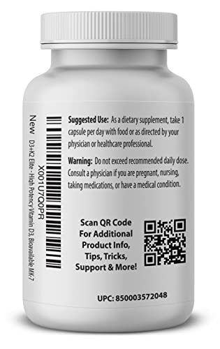 Pro Formulations MD D3 + K2 Elite – Vitamin D3 (5,000 IU) + Vitamin K2 (MK-7) – 60 Day Supply – High-Potency, Bioavailable MK-7