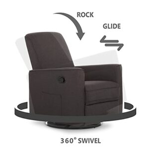 Evolur Raleigh Upholstered Plush Seating Glider Swivel, Rocker, Recliner, Glider for Nursery in Charcoal, Greenguard Gold Certified, Modern Nursery Recliner, Environmentally Conscious Glider